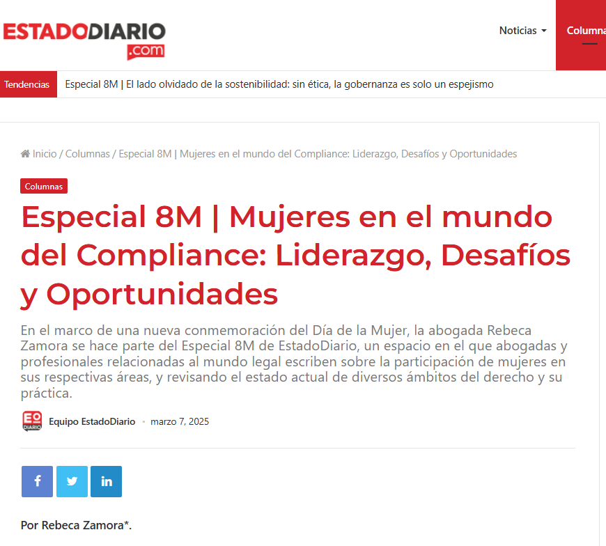 Prensa | Columna de Rebeca Zamora para Estado Diario | HD Legal